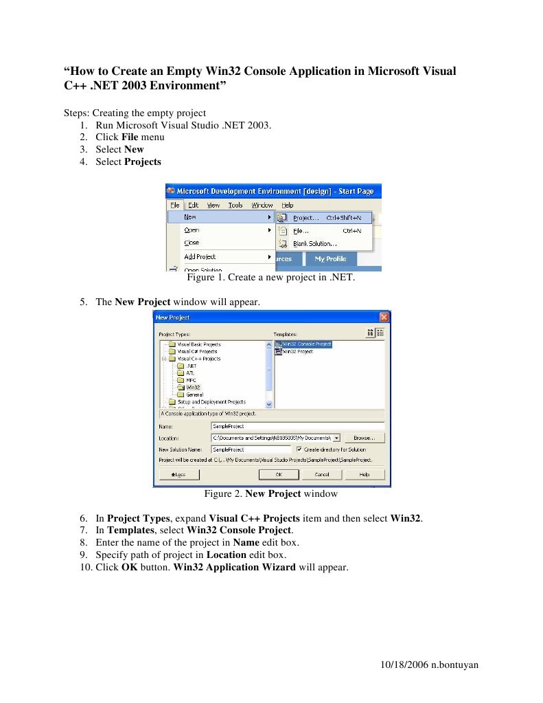 Create Empty Win32 Console App in C++ | PDF