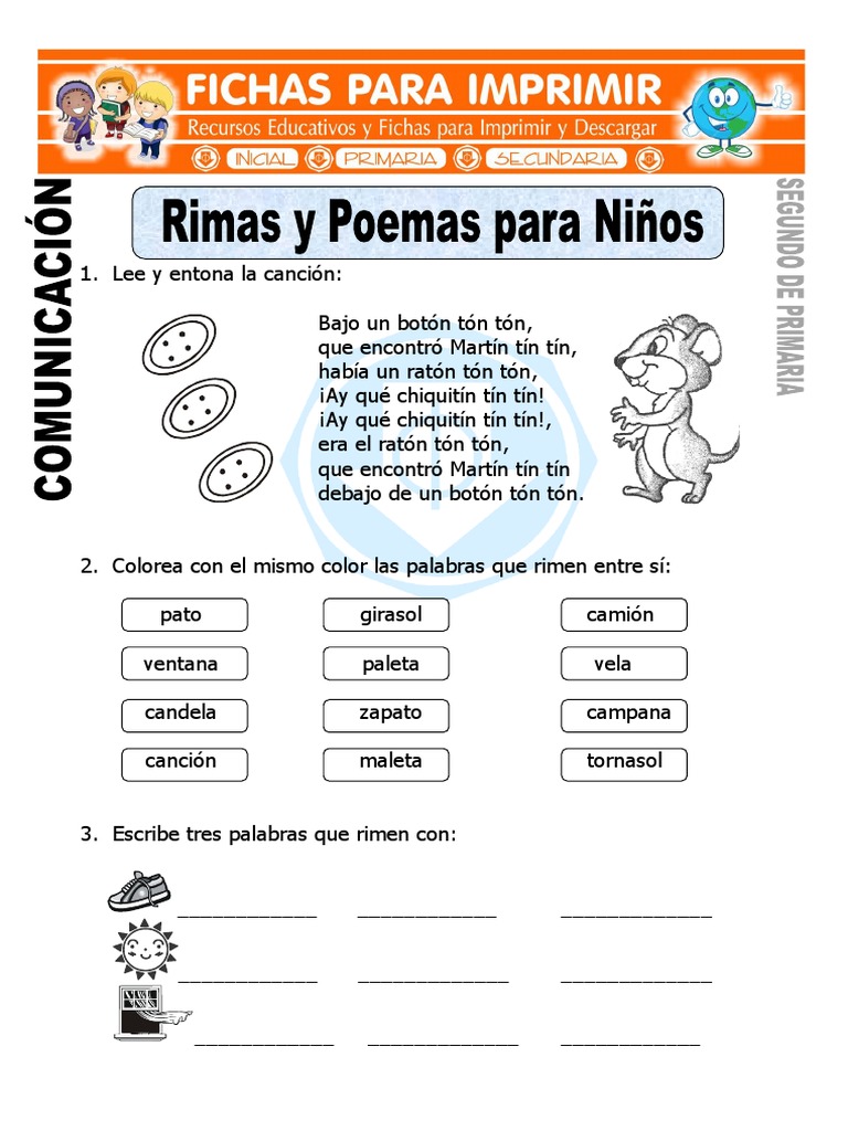 Ficha de Rimas y Poemas para Niños Segundo de Primaria | PDF | Ocio