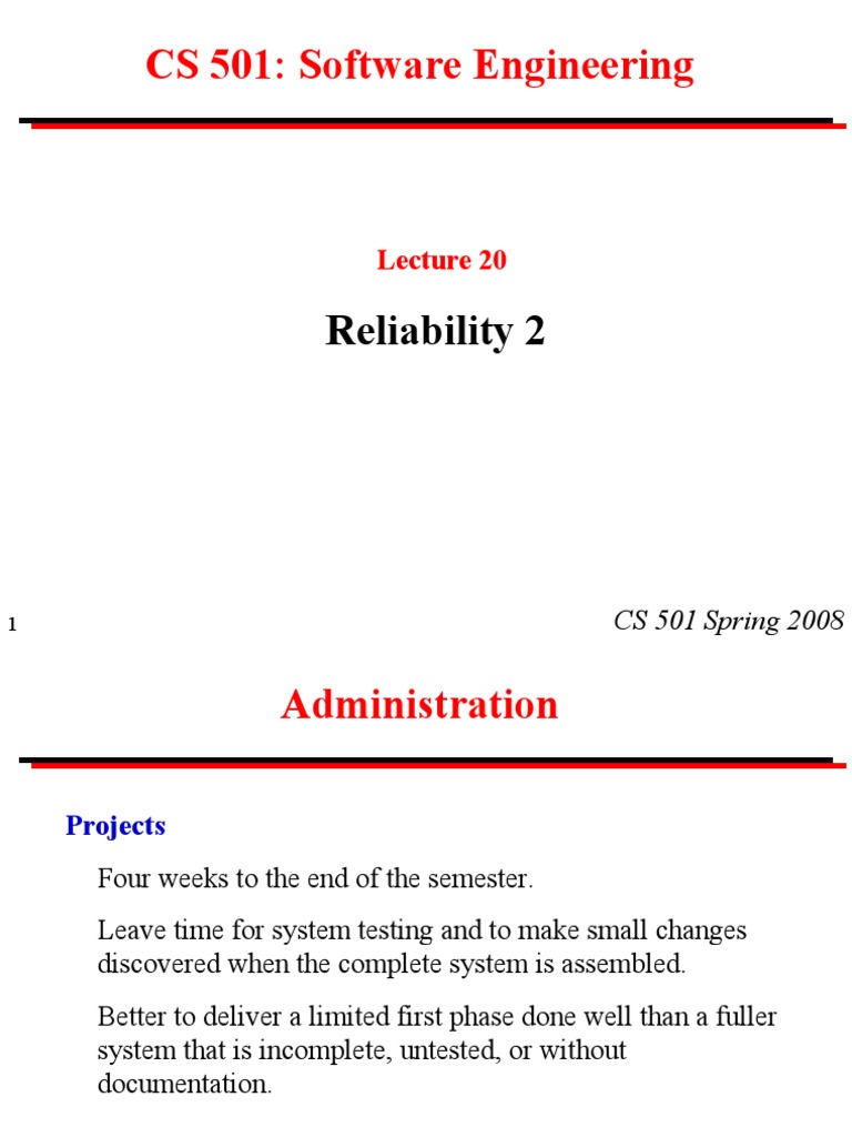 CS 501: Software Engineering: Reliability 2 | PDF | Class (Computer Programming) | Inheritance ...