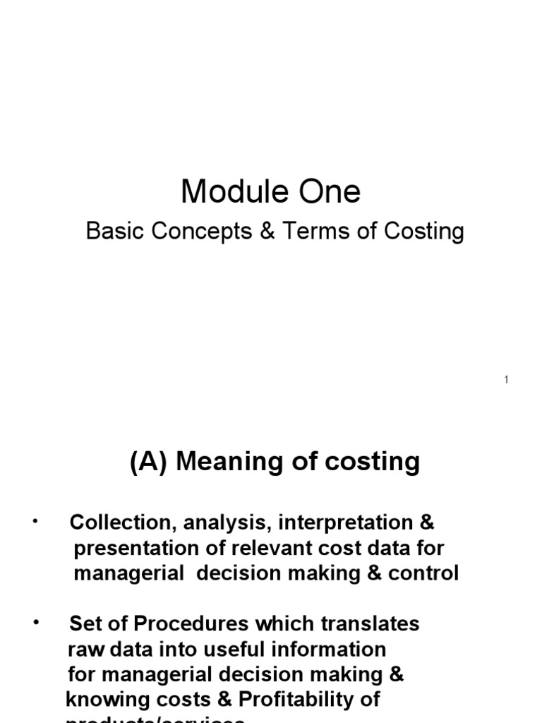Module 1 Cost Slides | PDF | Cost | Pricing