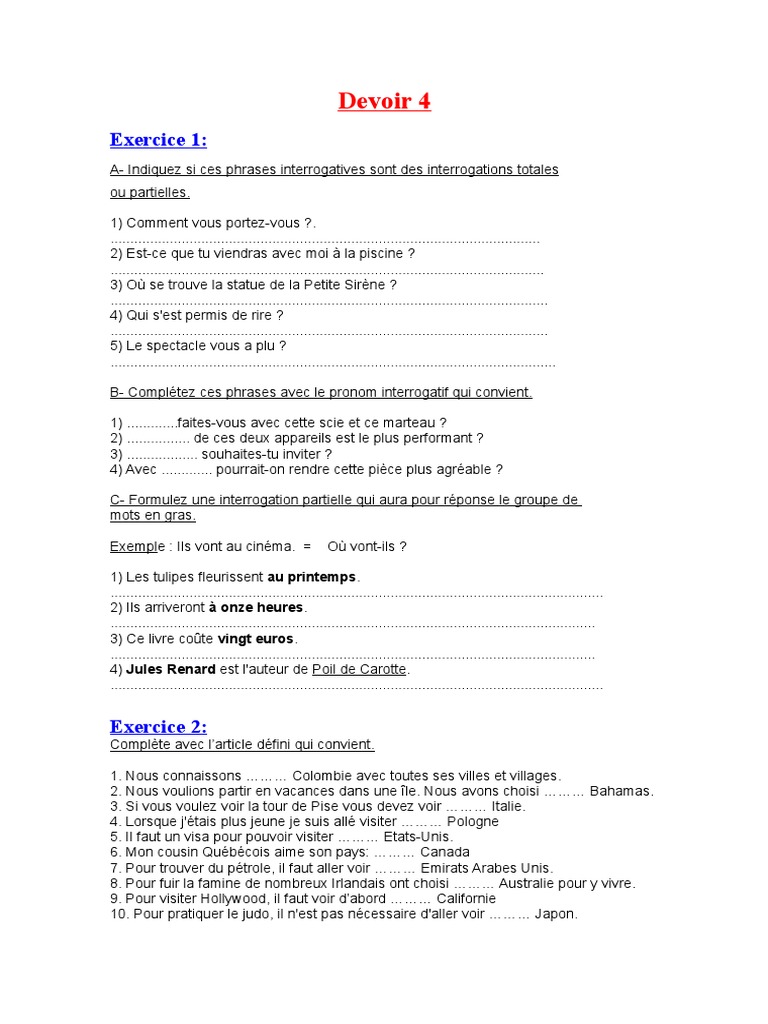 Exercices de grammaire française | PDF | Arts du langage et discipline ...