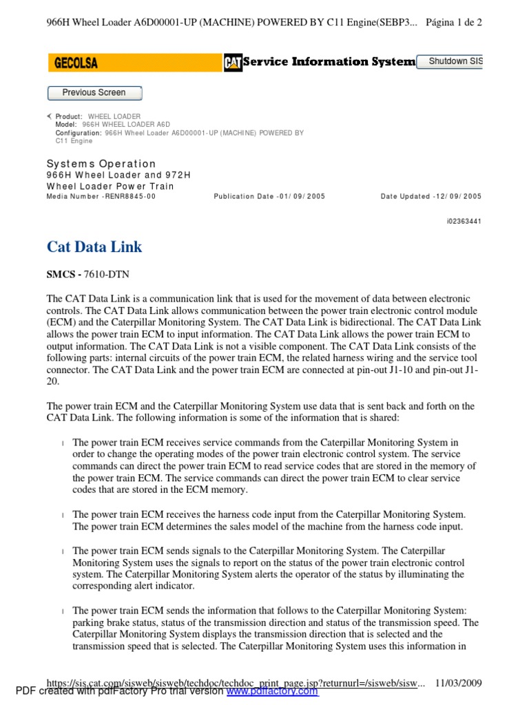 Cat Data Link PDF | PDF | Machines | Transmission (Mechanics)