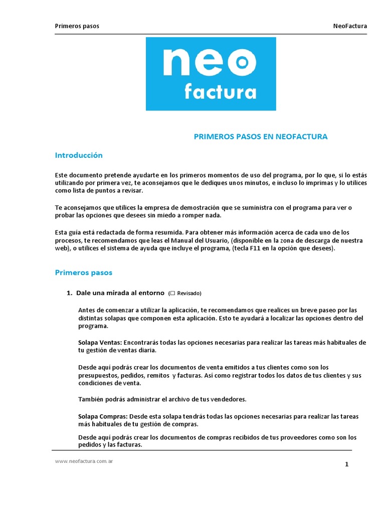 Primeros Pasos NeoFactura | PDF