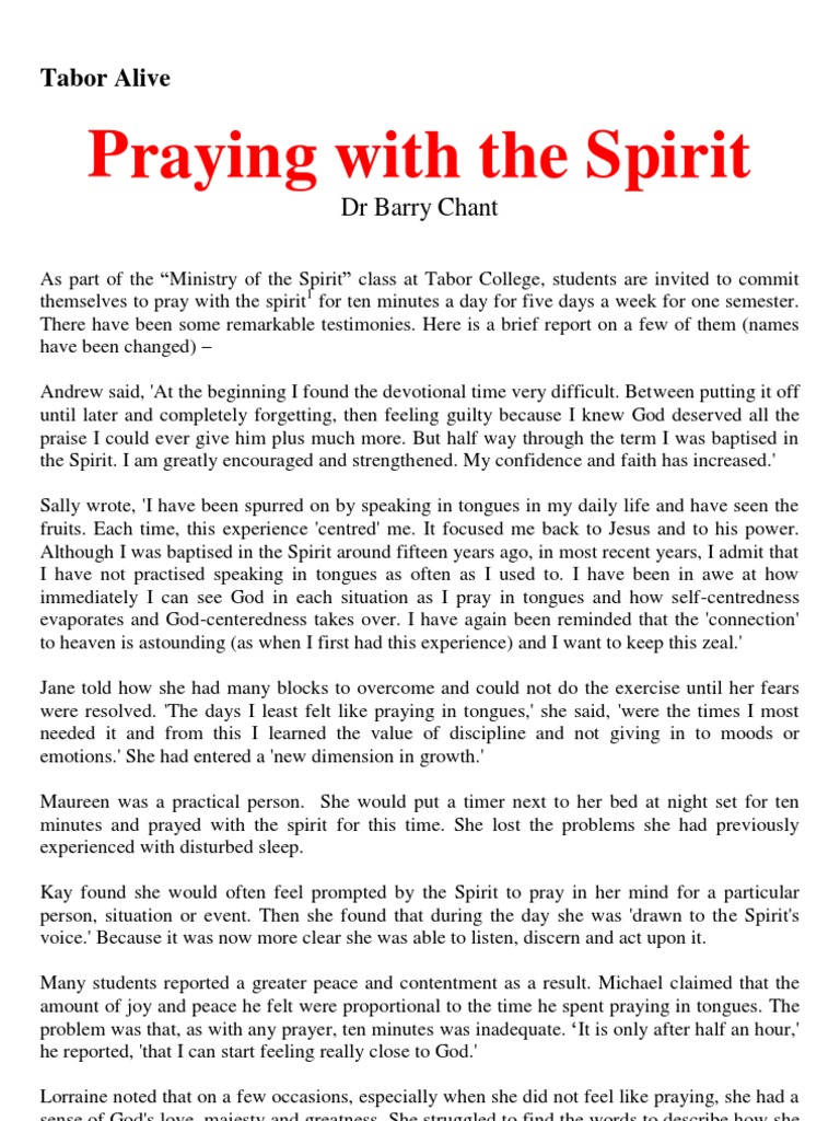 Handout - Praying With The Spirit | PDF | Glossolalia | Prayer