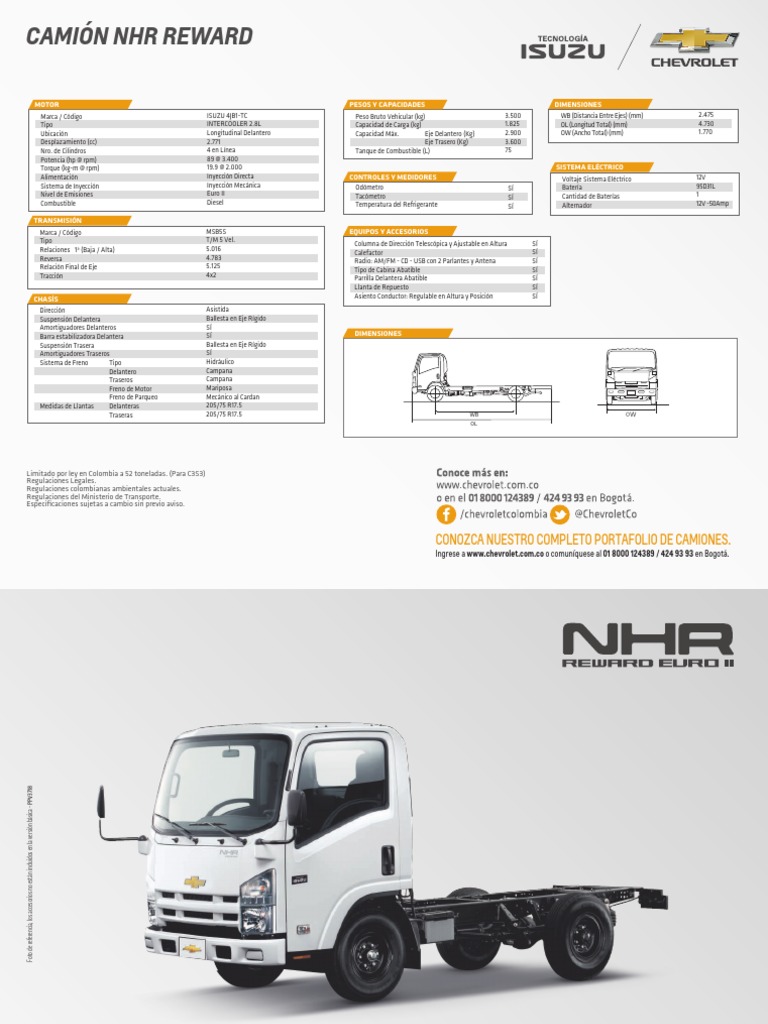 Camion NHR Reward Euro2 | PDF | Camión | Eje