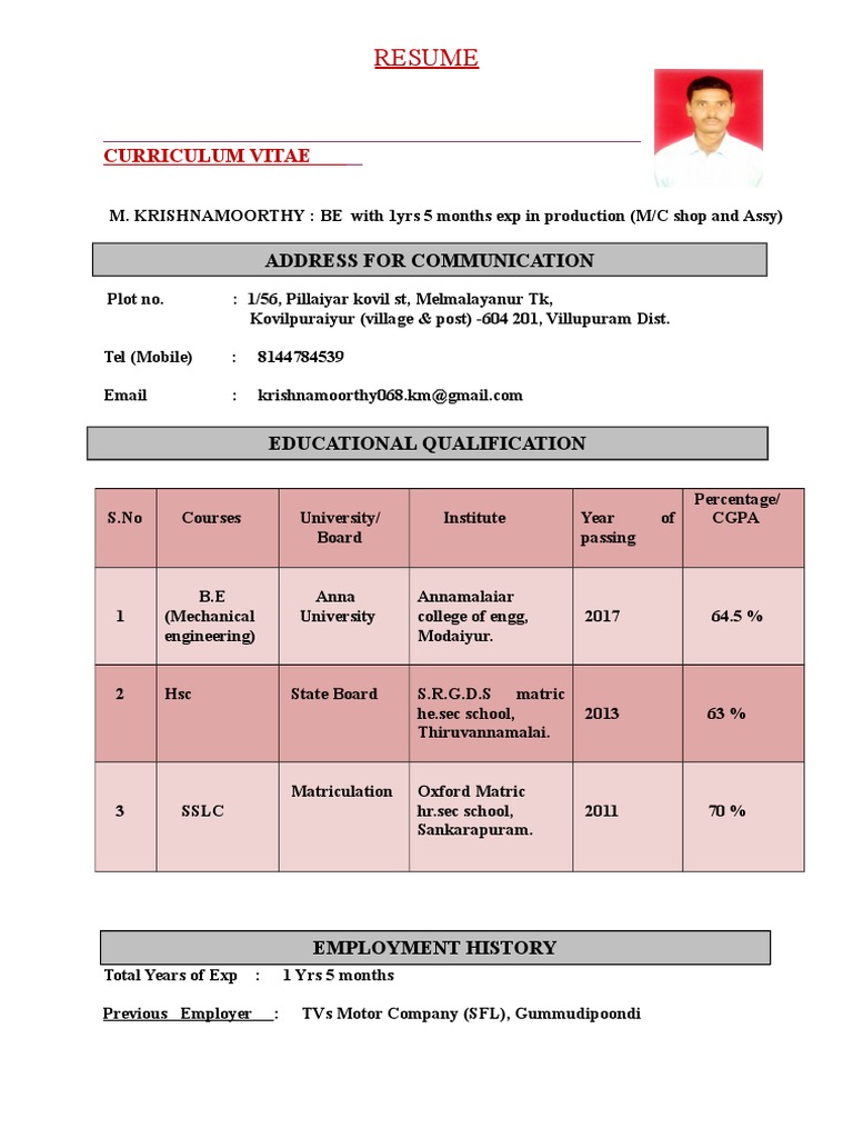 Resume Experience Table | Download Free PDF | Numerical Control ...