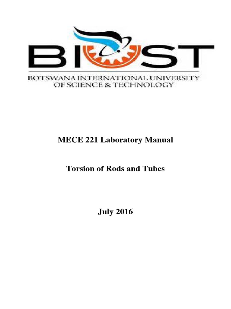 Torsion of Rods (Laboratory Practical) 2016 | PDF | Torque | Stiffness