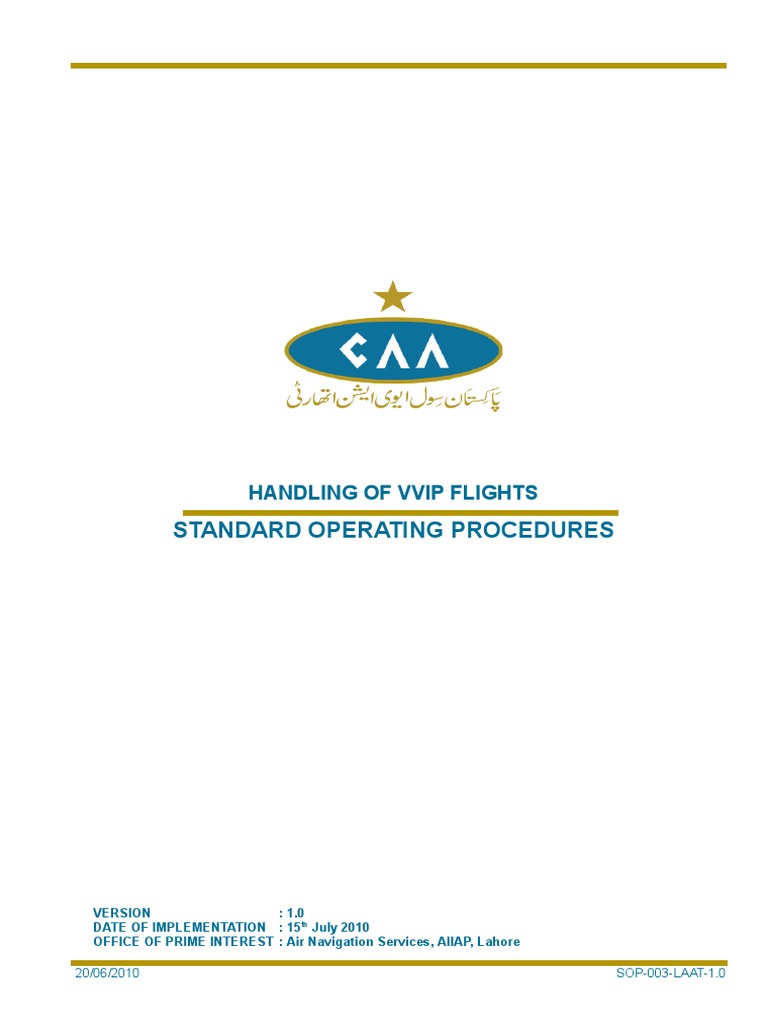 VVIP Flight Handling SOP | PDF | Airport | Air Traffic Control
