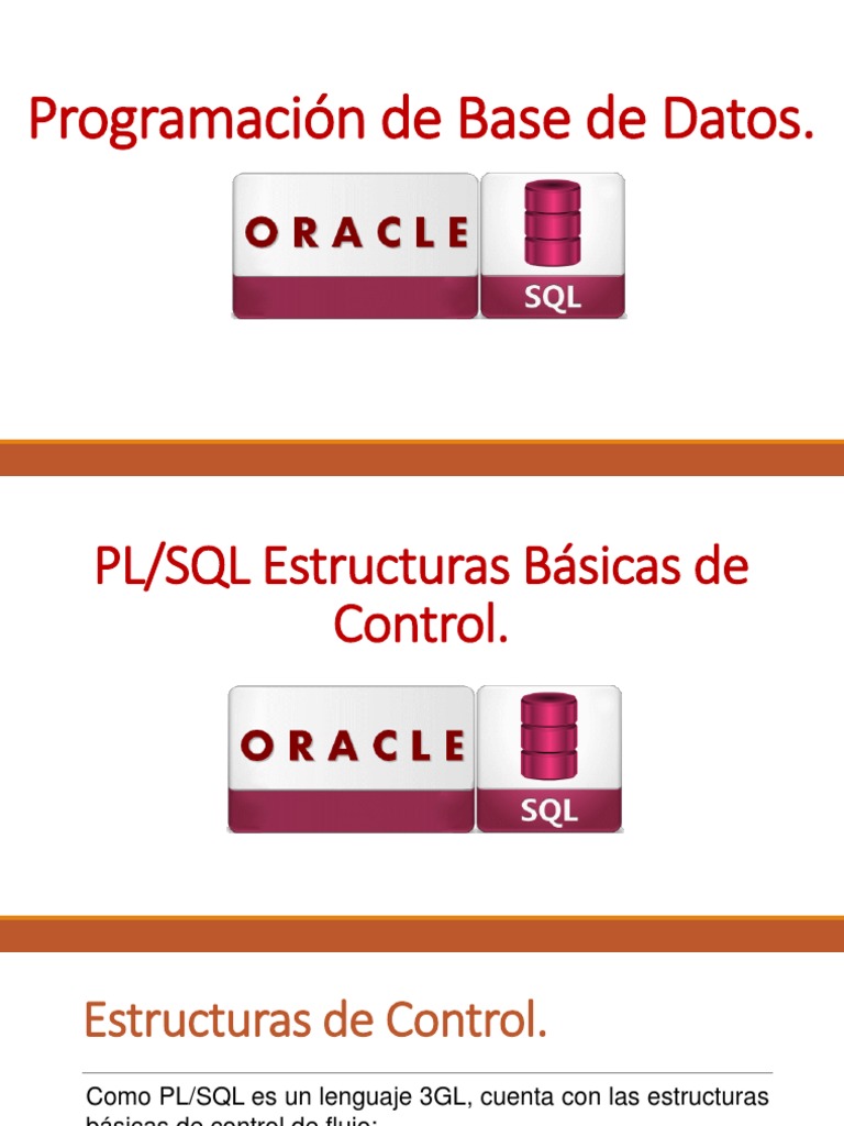 Estructura De Control Oracle Pdf Pl Sql Sql