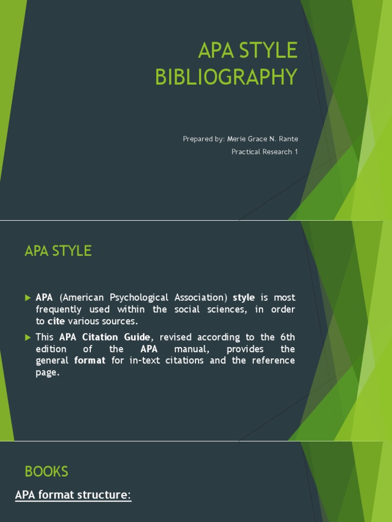 Apa Style Bibliography | PDF | Apa Style | Digital Object Identifier