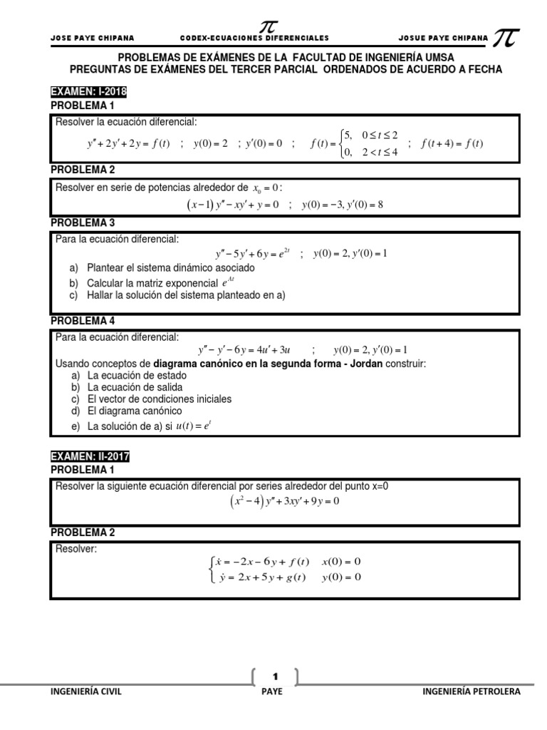 Examenes Ecuas PDF | PDF | Ecuaciones diferenciales | Ecuaciones