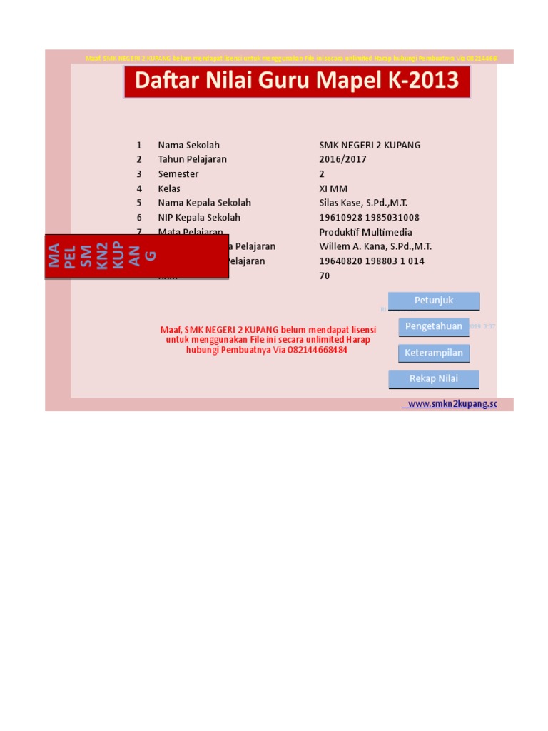 Aplikasi Nilai k13 Utk Guru Mapel | PDF