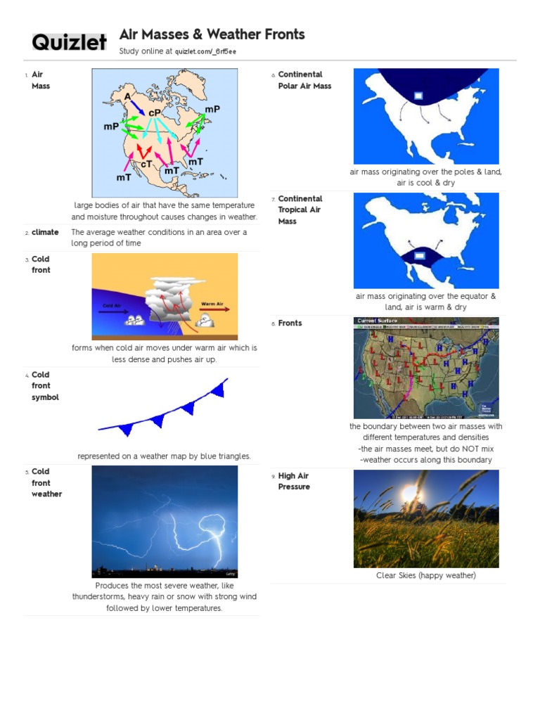 Quizlet Air Masses and Fronts | PDF | Atmosphere Of Earth | Weather