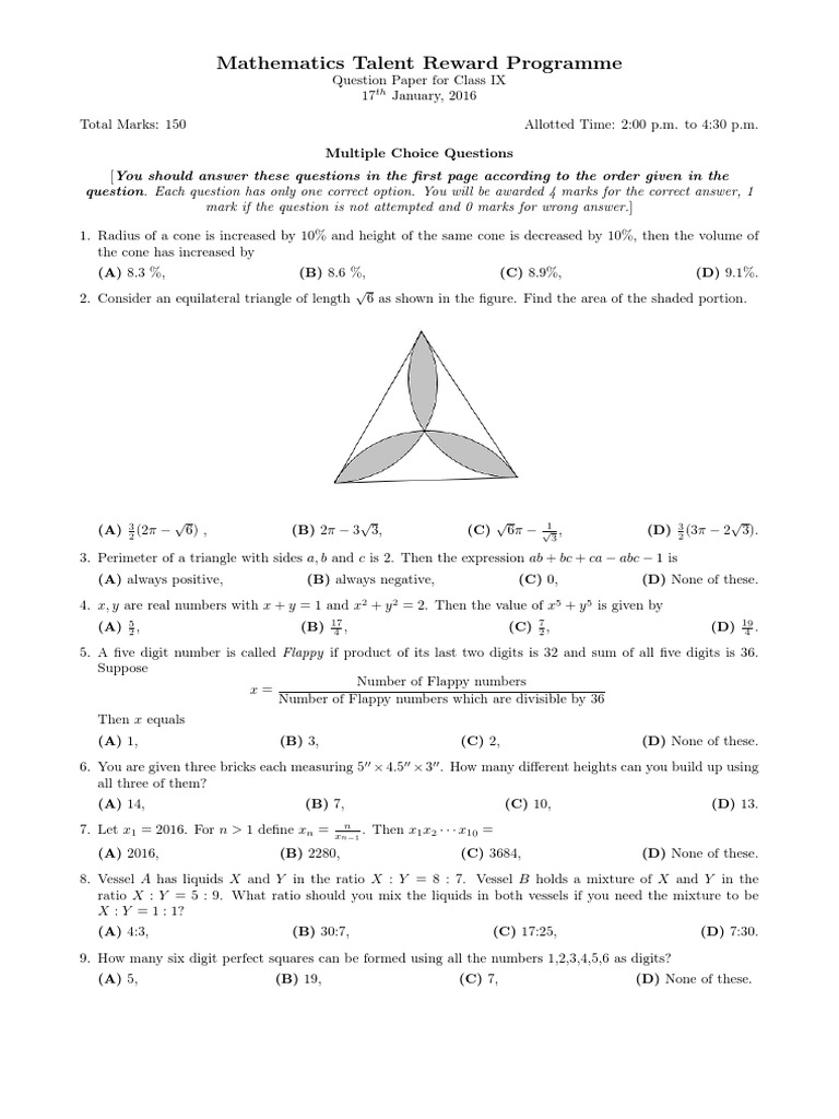 MTRP 2016 - 9 | PDF | Area | Triangle
