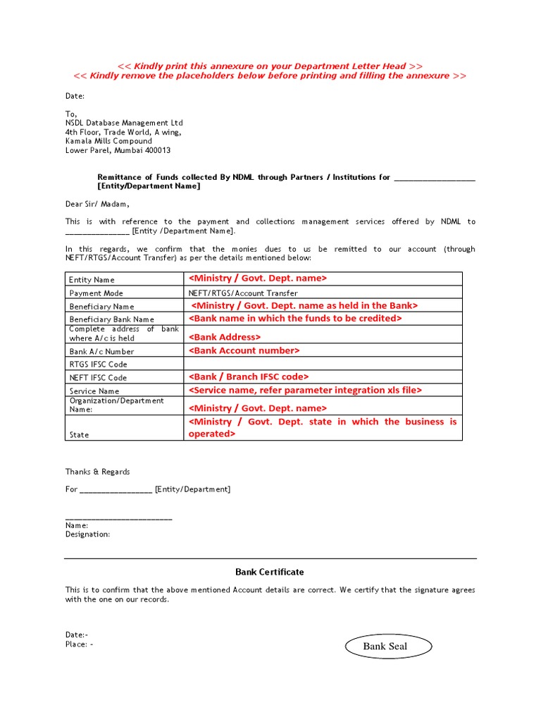 NDML Fund Remittance Annexure Template | PDF | Business | Finance & Money Management