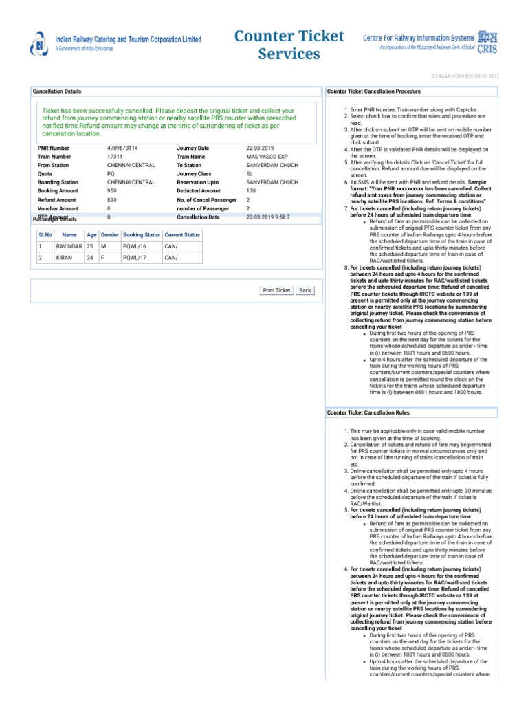 Counter Ticket Cancellation Home Page PDF | PDF | Ticket (Admission ...
