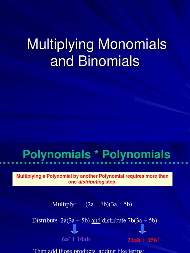 Multiplying Monomials and Binomials | PDF | Algebra | Discrete Mathematics