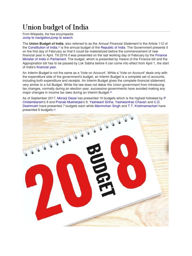 Union Budget of India-Introduction | PDF