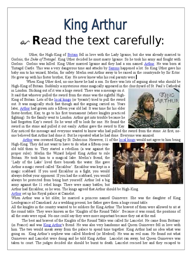 King Arthur Story Summarized | PDF | Lancelot | King Arthur
