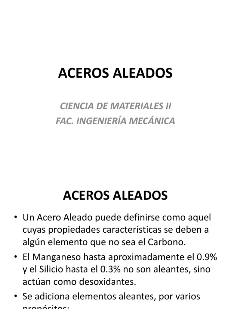 Aceros Aleados | PDF | Acero inoxidable | Tratamiento a base de calor
