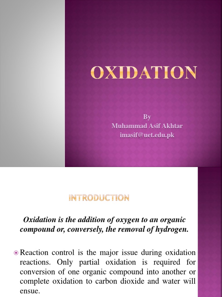 Oxidation | PDF | Catalysis | Chemical Reactions