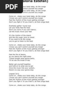 Conga Gloria Estefan Lyrics | PDF