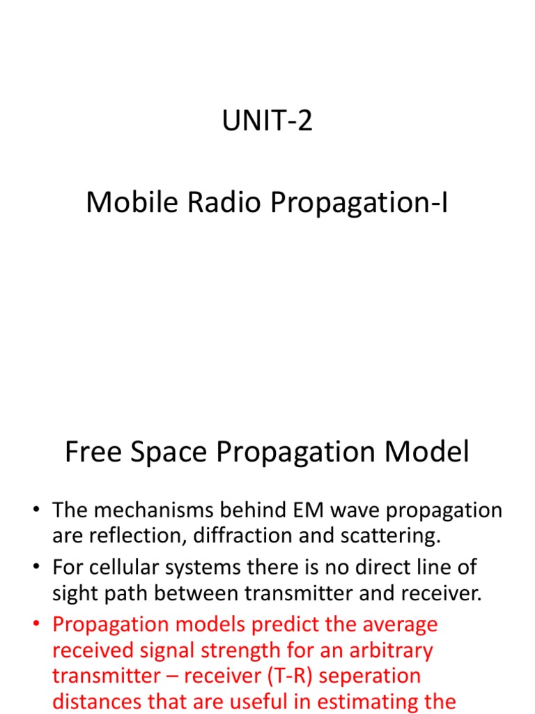 UNIT-2 Mobile Radio Propagation-I | Download Free PDF | Diffraction | Radio Propagation
