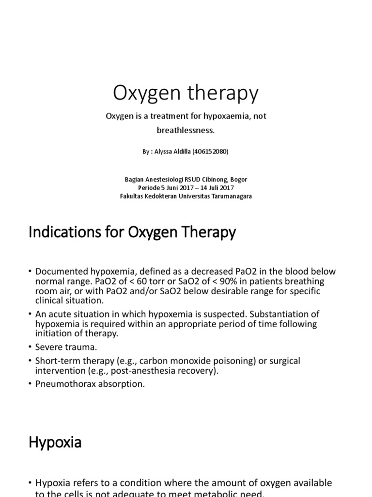 Terapi Oksigen | PDF | Hypoxia (Medical) | Physiology