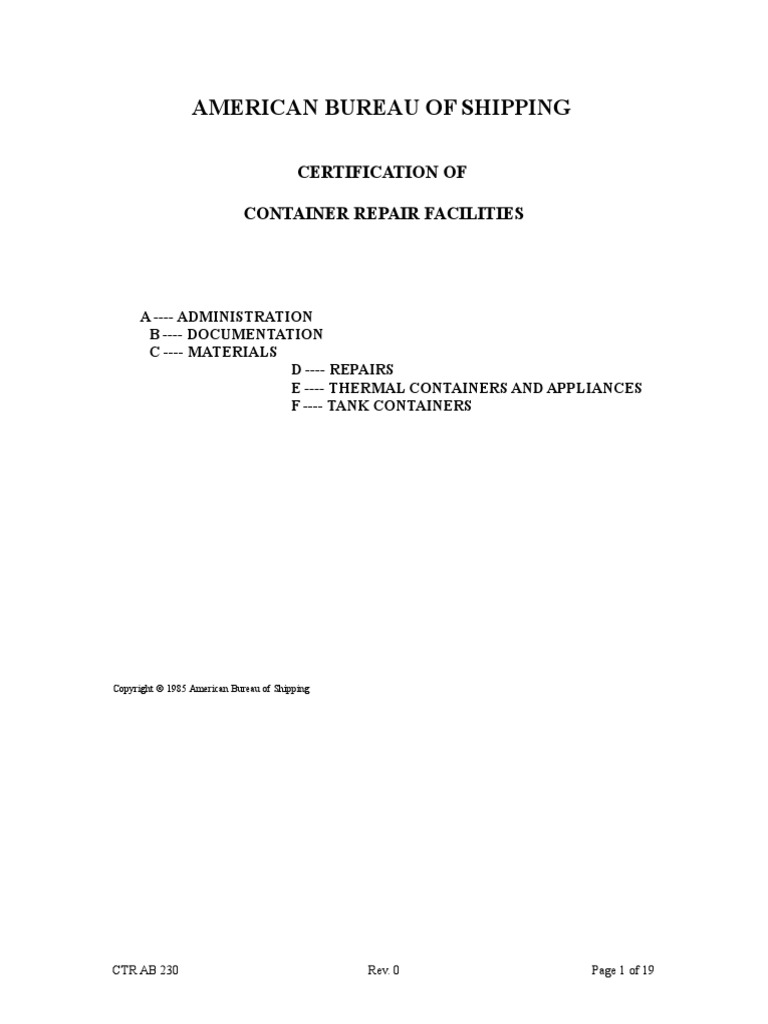 Cert of Container Repair Facilities | PDF | Welding | Construction