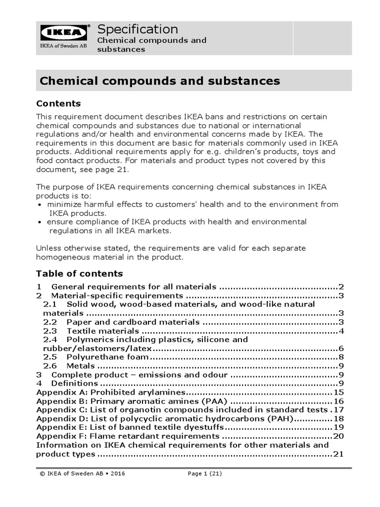 IKEA Restricted Substance List | PDF | Volatile Organic Compound ...