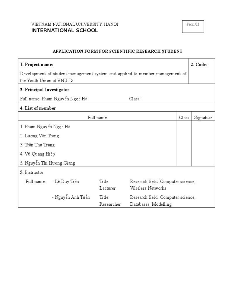 International School: Application Form For Scientific Research Student | PDF | Php | Web Server