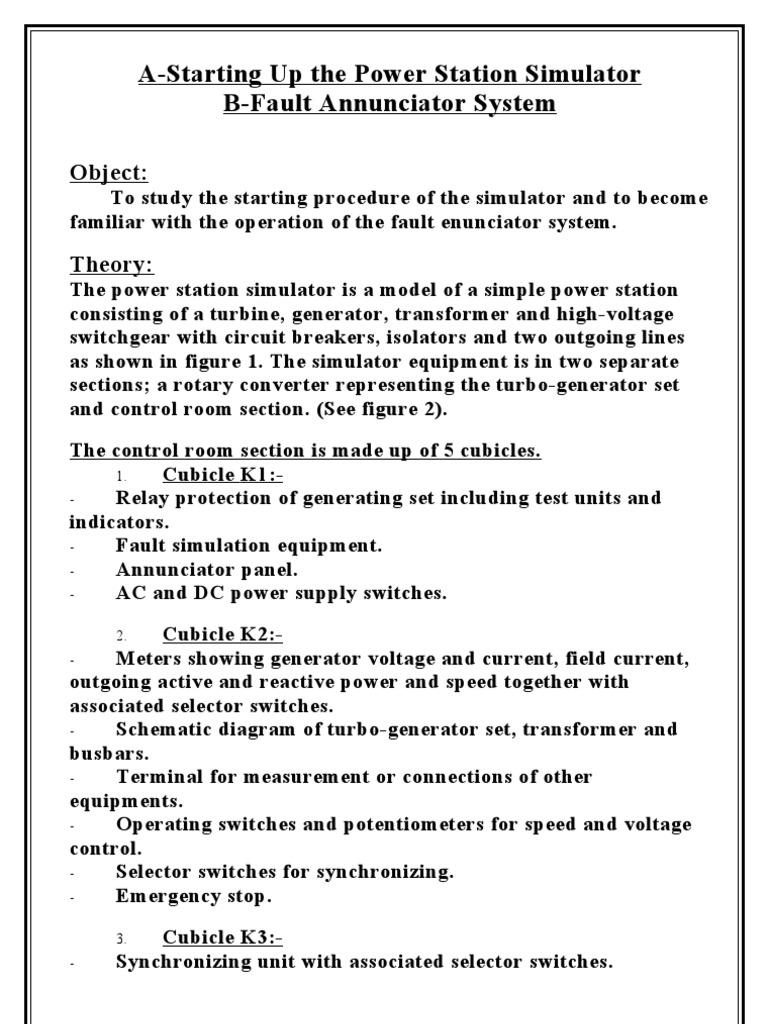 Capenhurst Power Station Simulator Guide | PDF | Switch | Electric ...