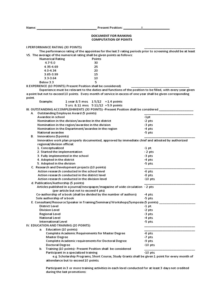 Docs For Ranking Form | PDF | Doctorate | Academic Degree