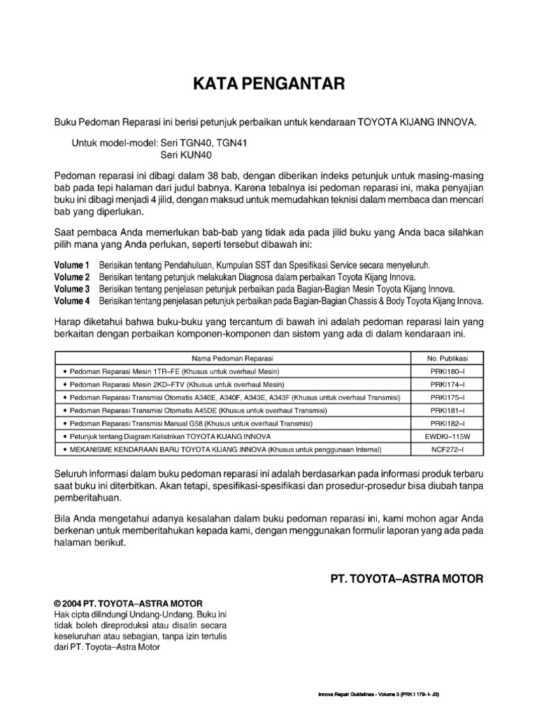 Innova Repair Manual Volume 3 Guide | PDF | Fuel Injection | Motor Oil