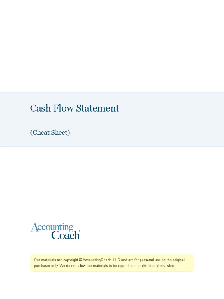 Cash Flow Statement: (Cheat Sheet) | PDF | Cash Flow Statement | Income ...