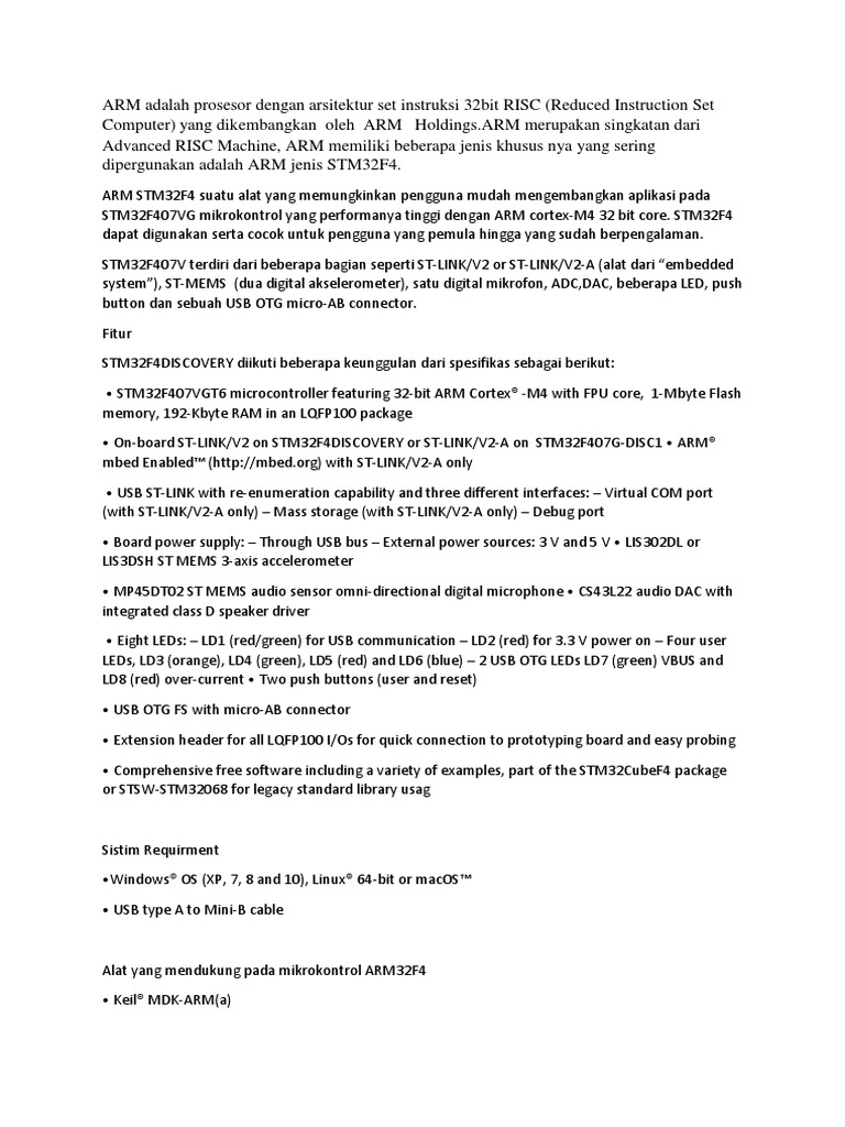 ARM Adalah Prosesor Dengan Arsitektur Set Instruksi 32 | PDF