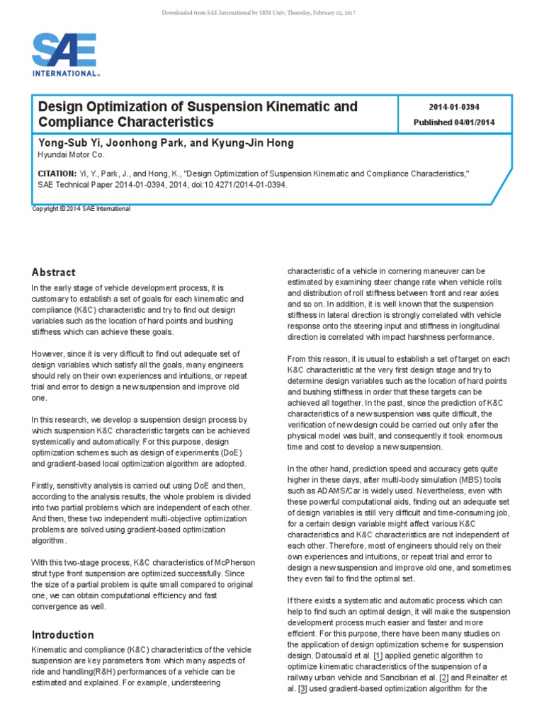 SAE Paper On Compliance | Download Free PDF | Sensitivity Analysis ...