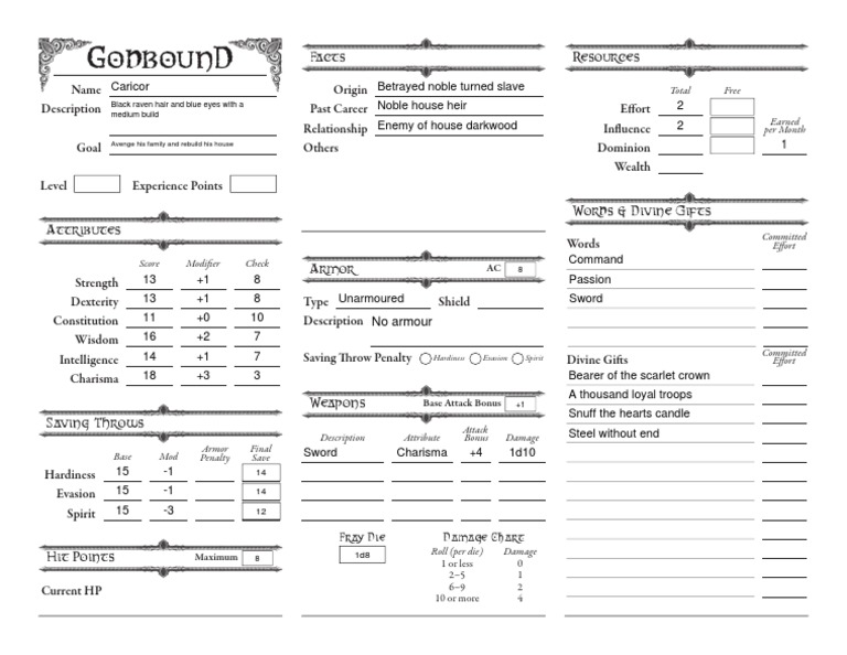 Godbound Example Character | PDF | Role Playing Games | Leisure