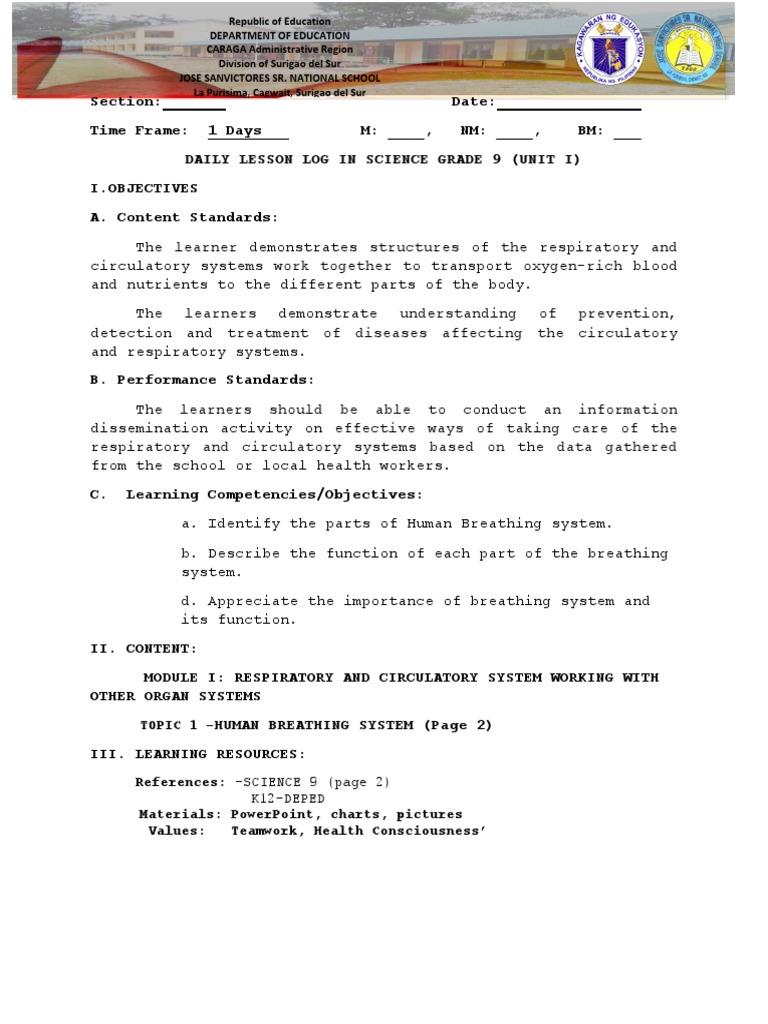Science 9-Learning Plan 2019 | PDF | Atrium (Heart) | Heart Valve