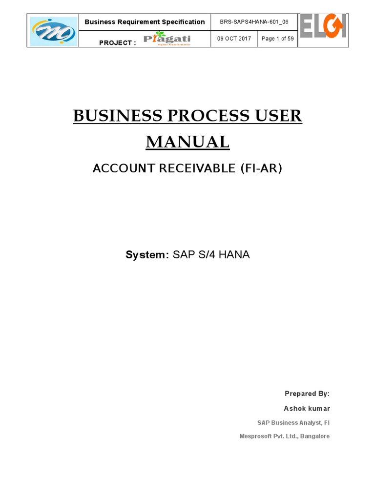 SAP S/4HANA Accounts Receivable Manual | PDF | Debits And Credits | Invoice