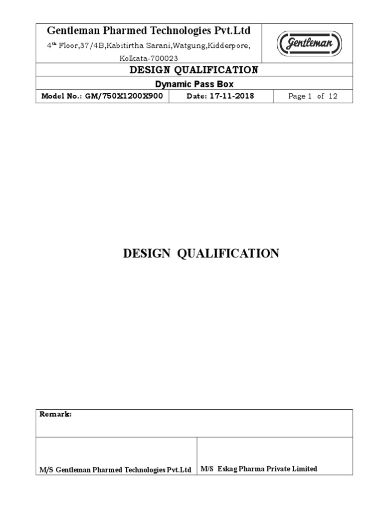 Dynamic Pass Box Design Qualification | PDF | Verification And ...