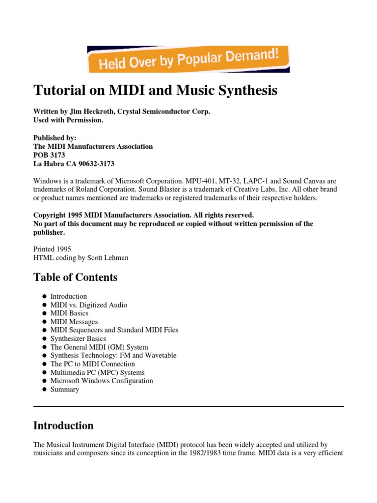 MIDI Format | PDF | Synthesizer | Sampling (Signal Processing)