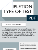 Guidelines for Completion Type Tests | PDF