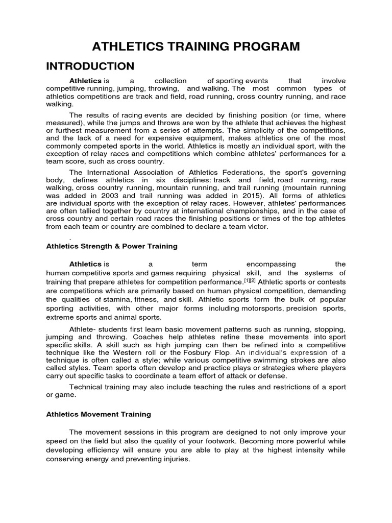 Athletics Training Program | PDF | Track And Field | Running