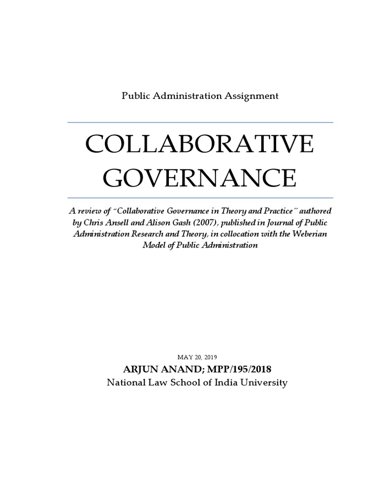 Review of "Collaborative Governance in Theory and Practice | PDF ...