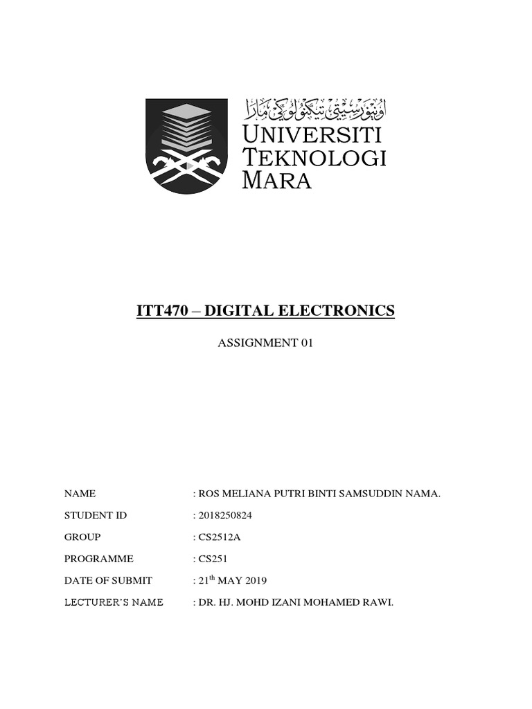 ITT470 Digital Electronics Assignment 01 | PDF