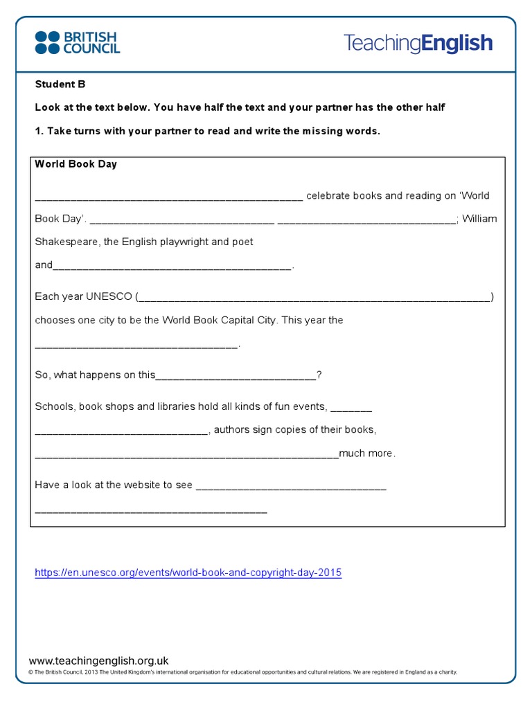 Student B Worksheet PDF | PDF | Books