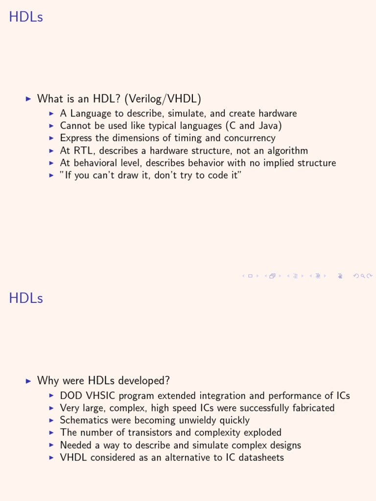 What Is An HDL? (Verilog/VHDL) : I I I I I I | PDF | Hardware Description Language | Vhdl