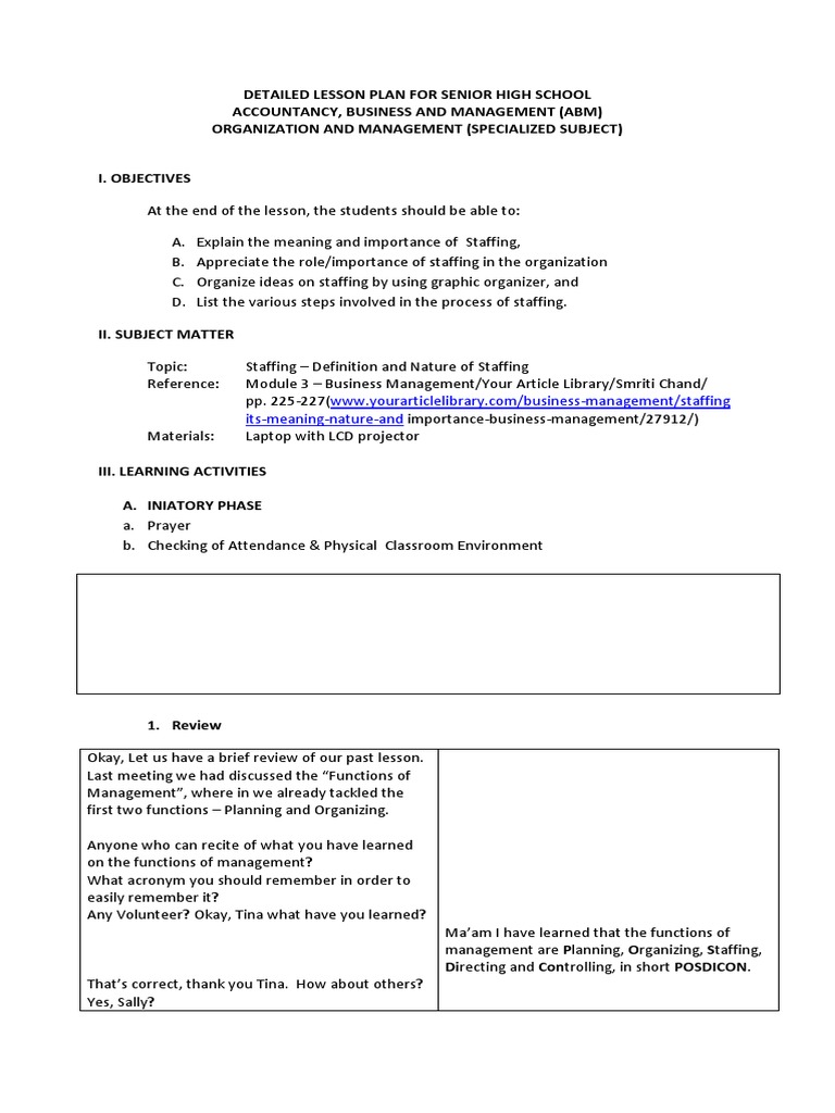 LessonPlan STAFFING | PDF | Human Resources | Recruitment