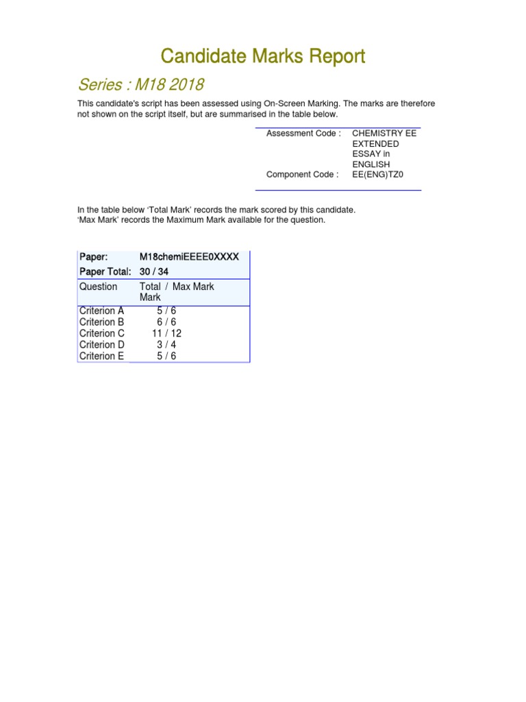 Chemistry EE Sample | PDF